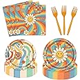 Amazon.com: 96pcs Groovy Hippie 70s Party Supplies Pack Boho Flower ...