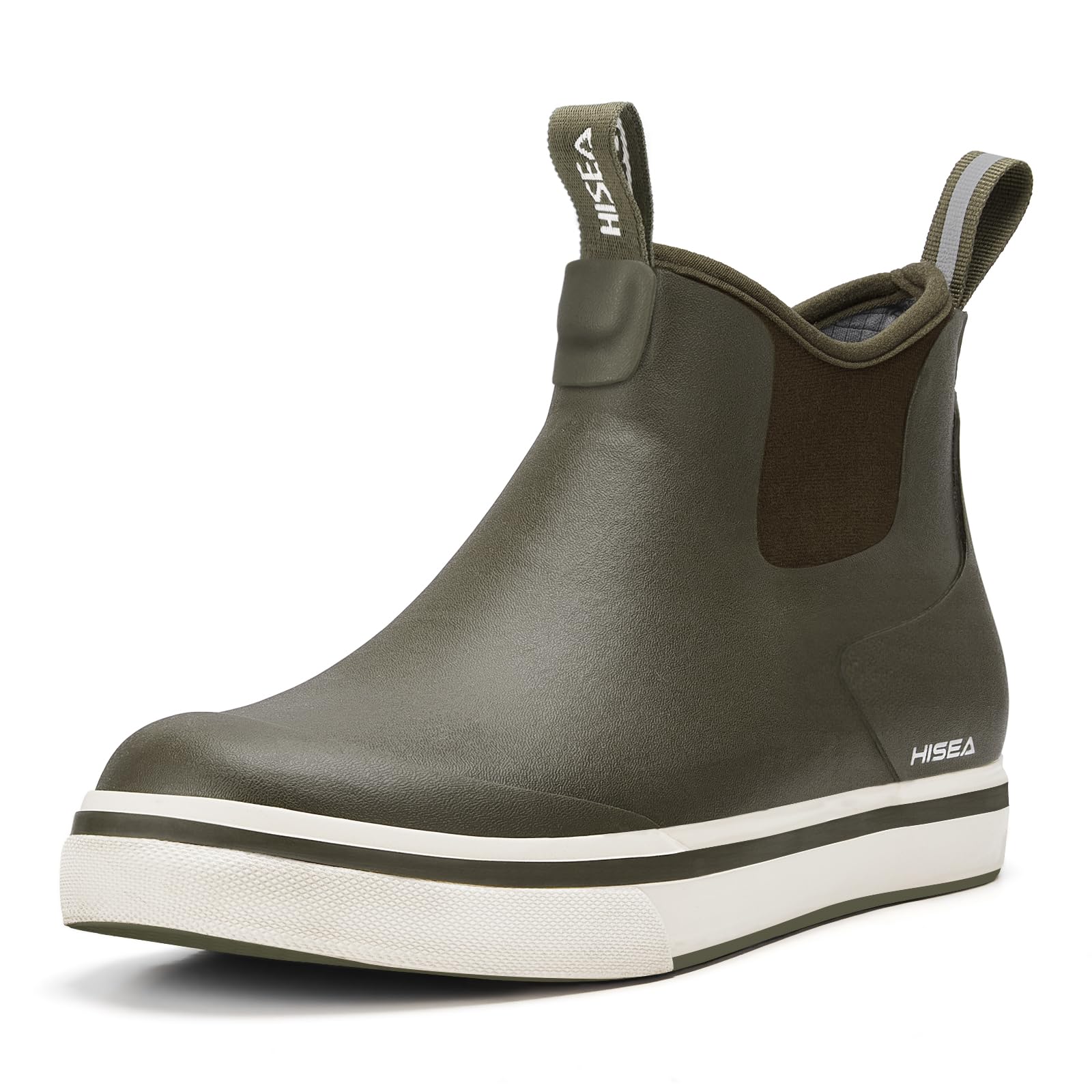 HISEA Men's Deck Rain Boots Saltwater Fishing Booties Waterproof Ankle ...