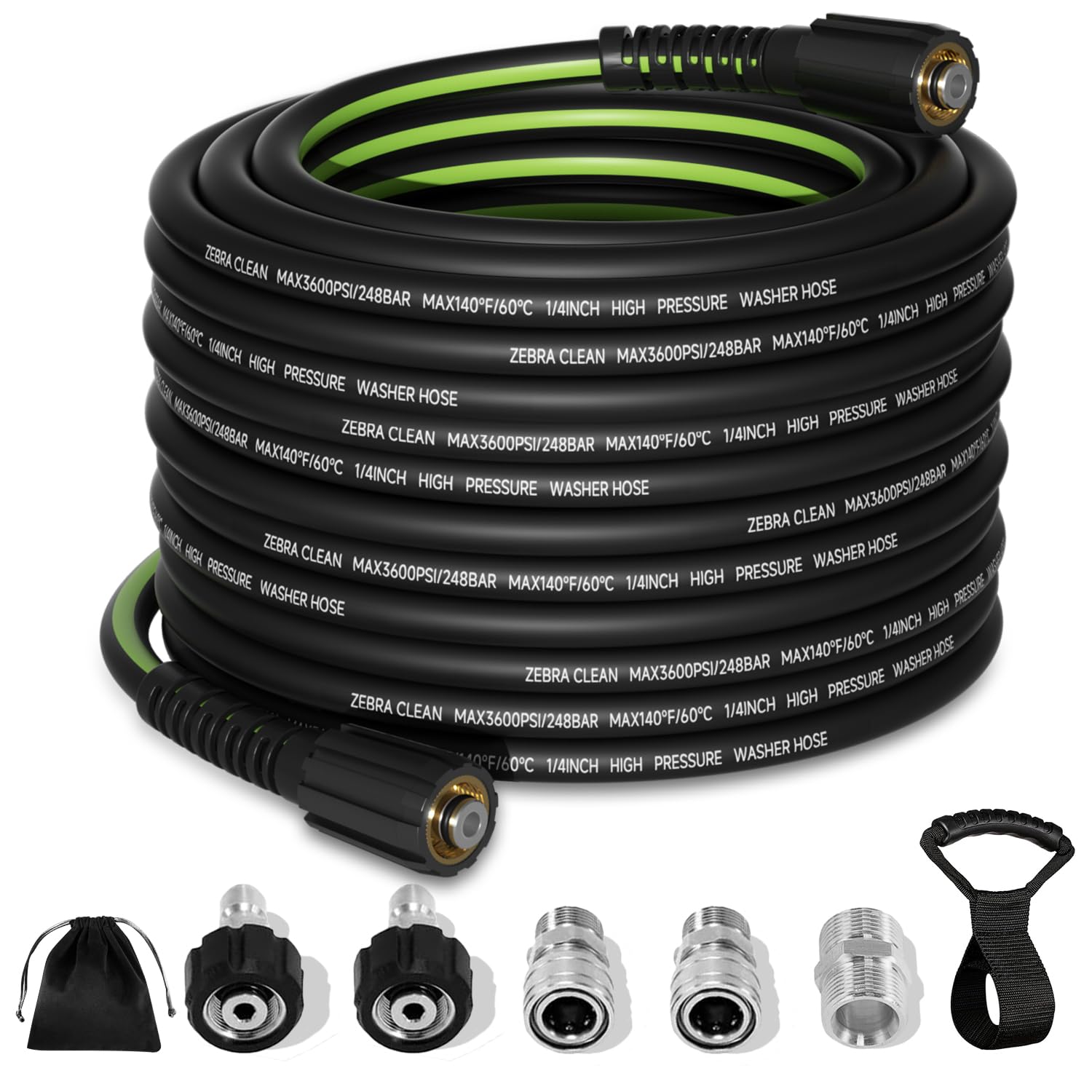 Pressure Washer Hose 50 FT x 1/4''?3600 PSI Kink Resistant Power Washer Hose Replacement ...