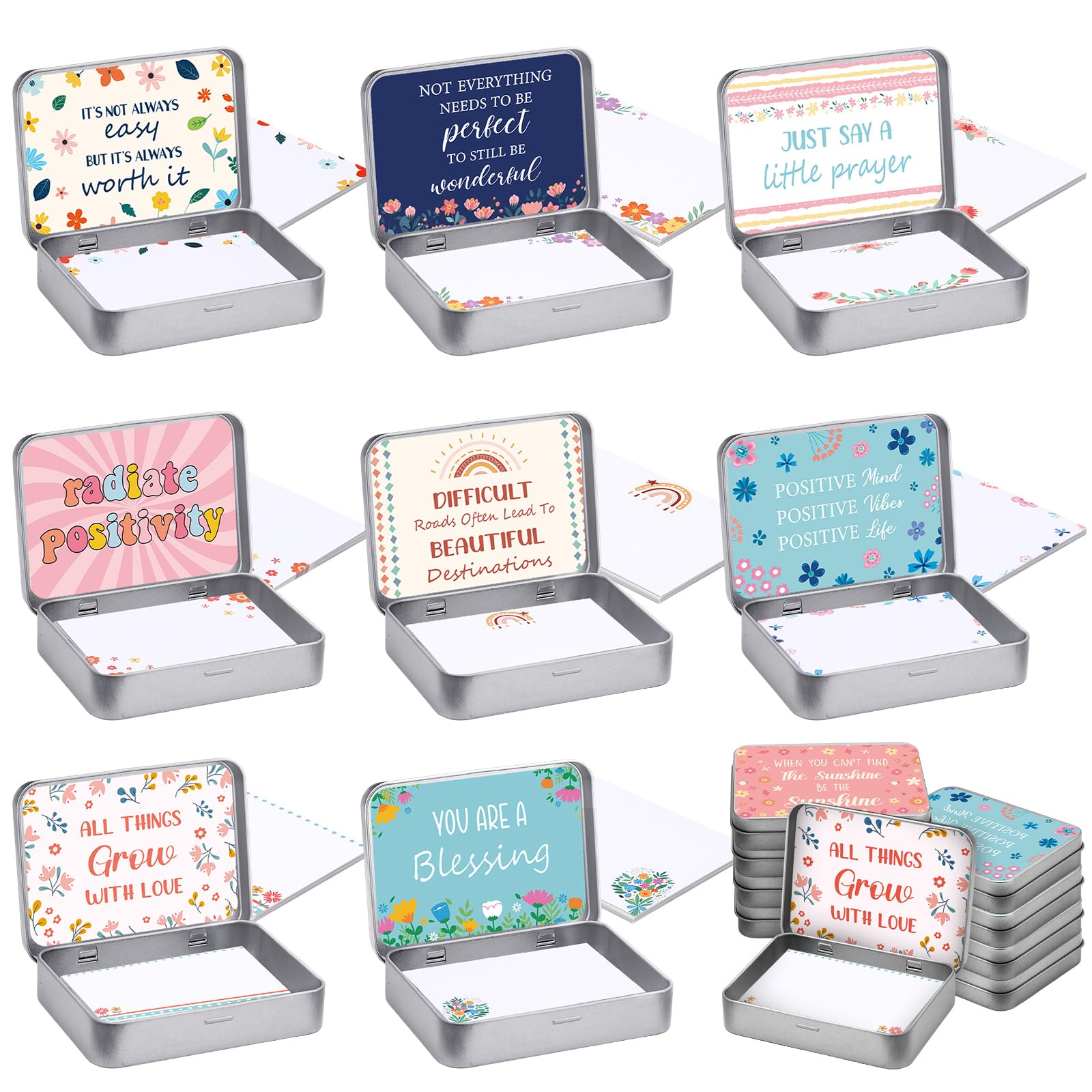 Zonon 9 Set Prayer Box with 180 Pcs Cards Art Floral Prayer Request Box ...