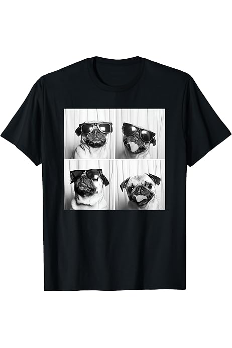 Camiseta Negra Con Cara De Pug Silueta De Cara De Pug Idea De Regalo