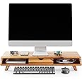Amazon.com: TINAMO Acacia Wood Monitor Stand with Drawer - Wooden ...