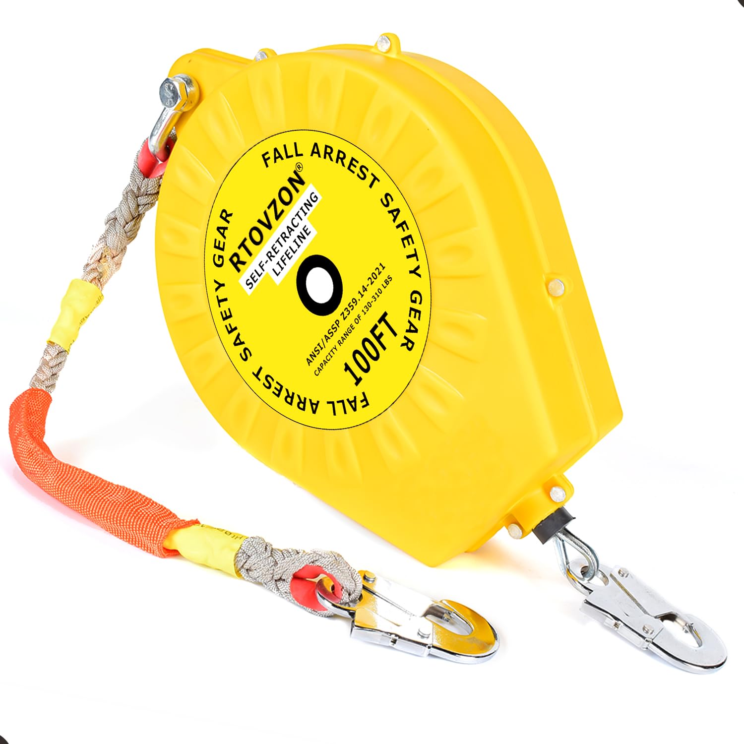 RTOVZON 100FT Self Retracting Lifeline, Fall Arrest Fall Protection ...