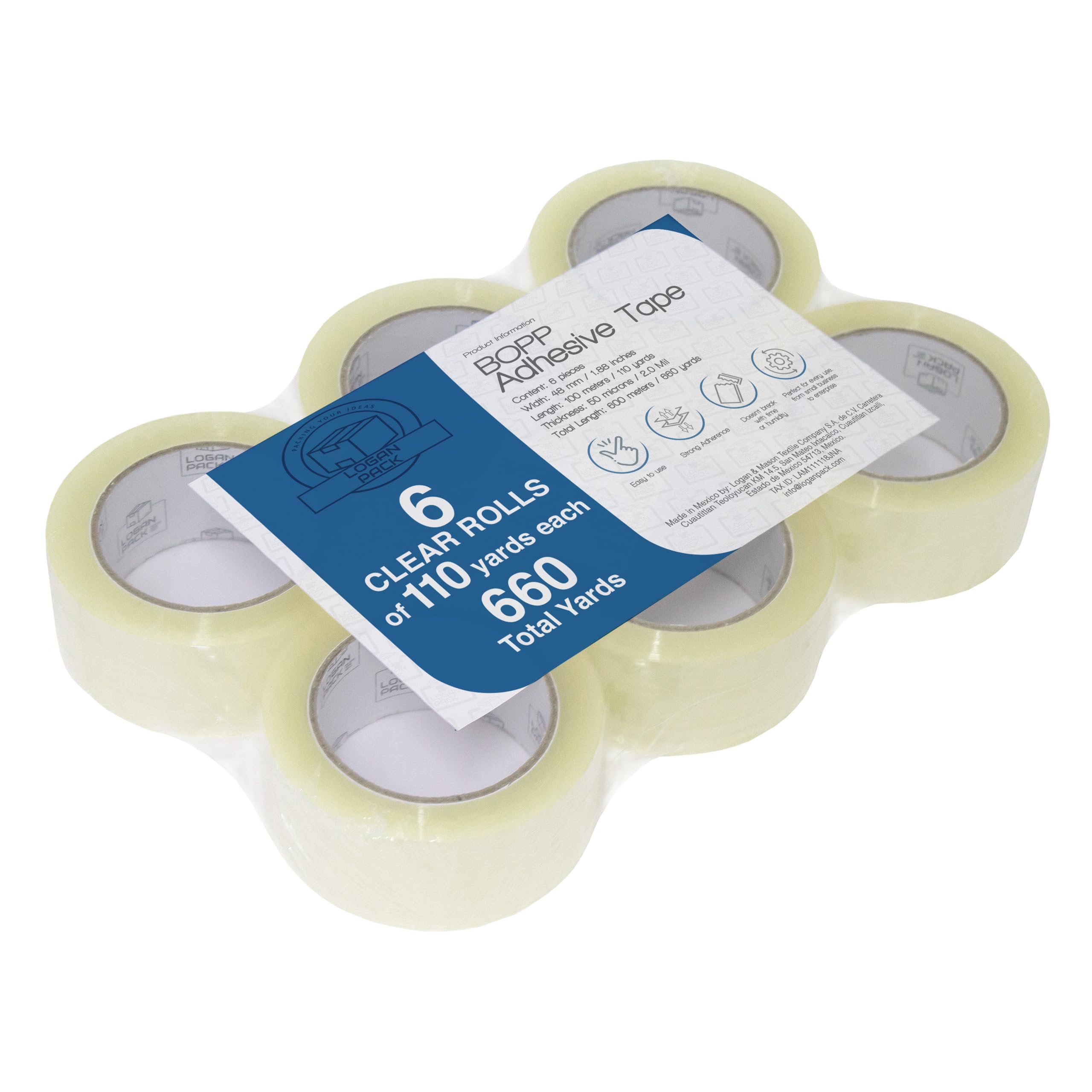 LOGANPACK Heavy Duty Packing Tape 6 Rolls, Total 660Y, Clear Packing ...