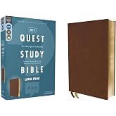 NIV, Quest Study Bible, Large Print, Leathersoft, Brown, Thumb Indexed ...