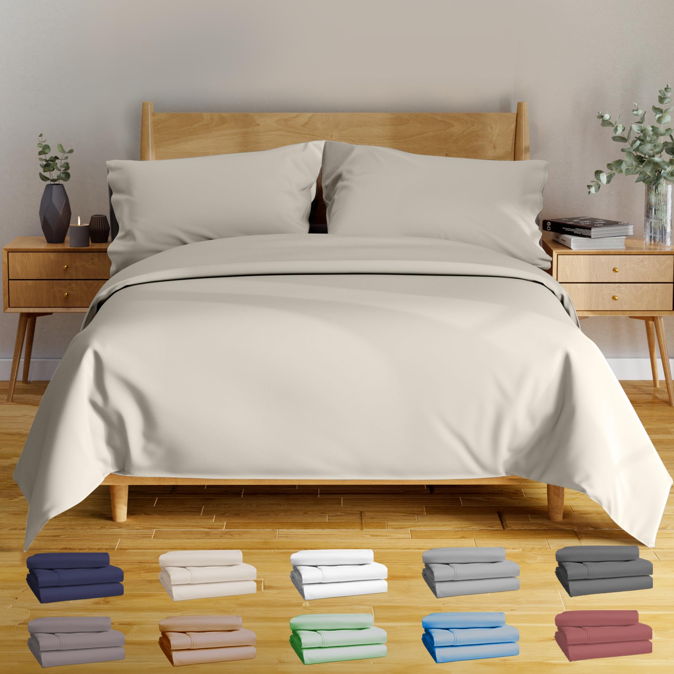 BAMPURE Luxury Series Queen Sheet Set - 100% Pure Viscose derived from ...