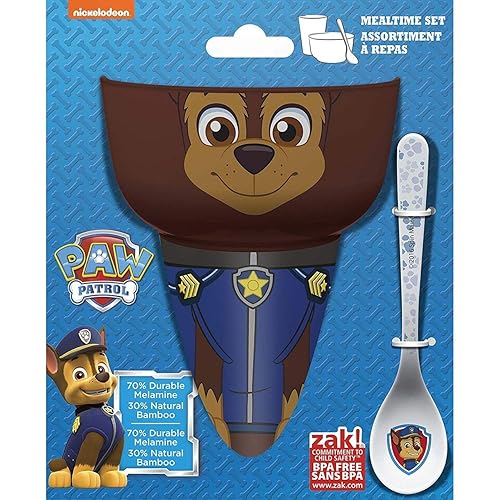 Zak Designs Paw Patrol Kids Cereal Bowl, Tumbler and Spoon Set, Chase ...