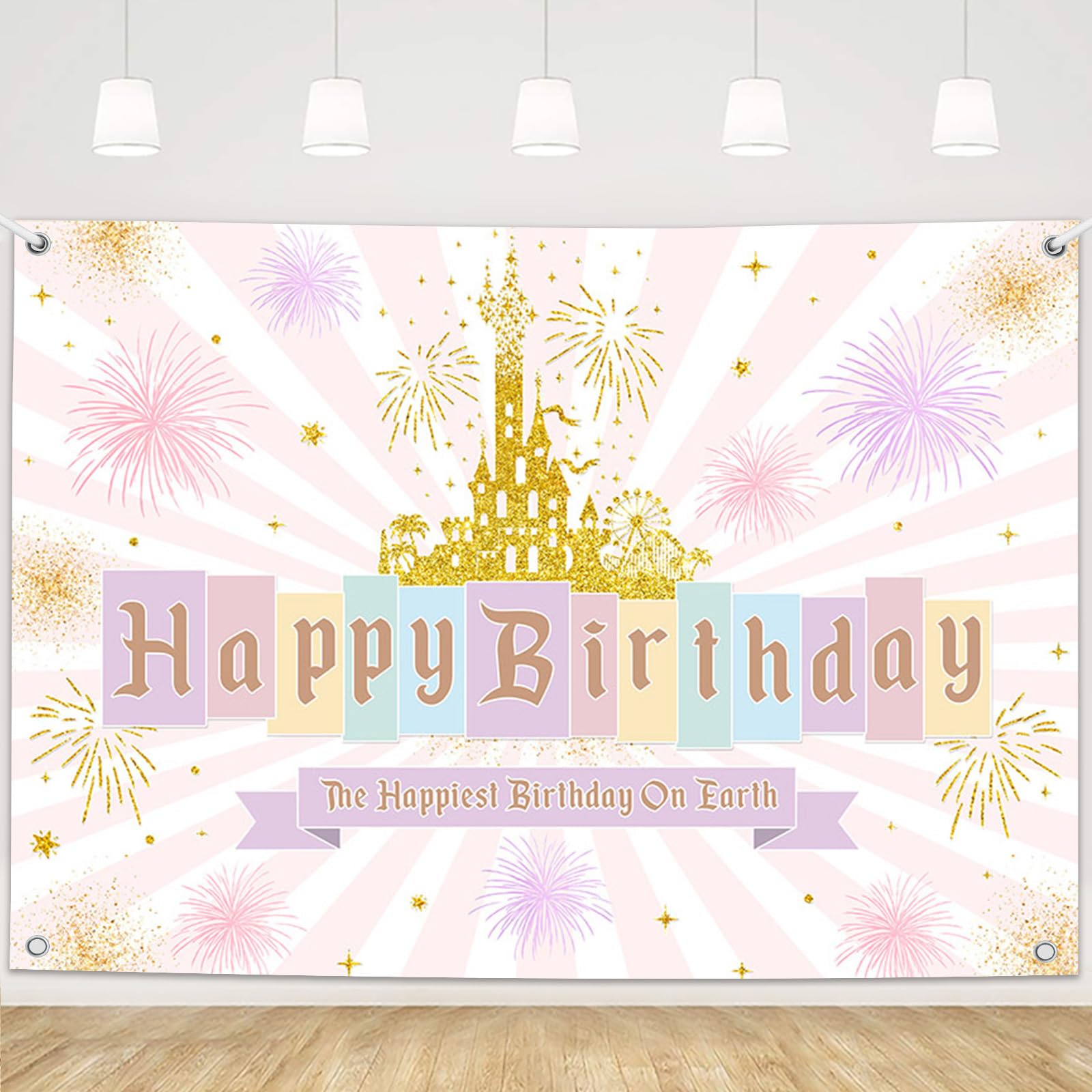 MEHOFOND 7x5ft Princess Castle Birthday Decorations Backdrop Pastel ...