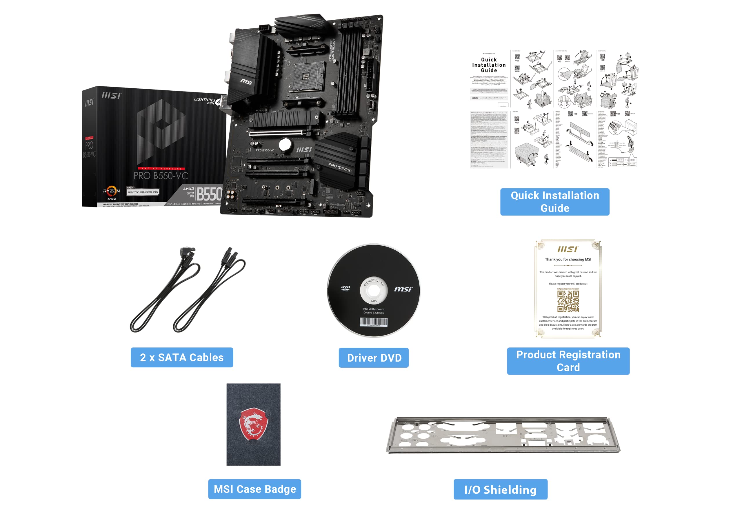 MSI PRO B550-VC ProSeries Motherboard (AMD AM4, DDR4, PCIe 4.0, SATA ...