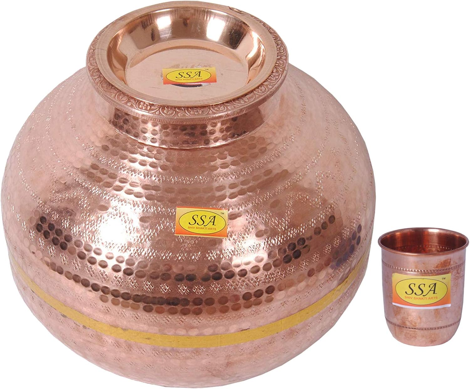 SHIV SHAKTI ARTS 1 Pure Copper Matka Hammered Design Water Dispenser ...