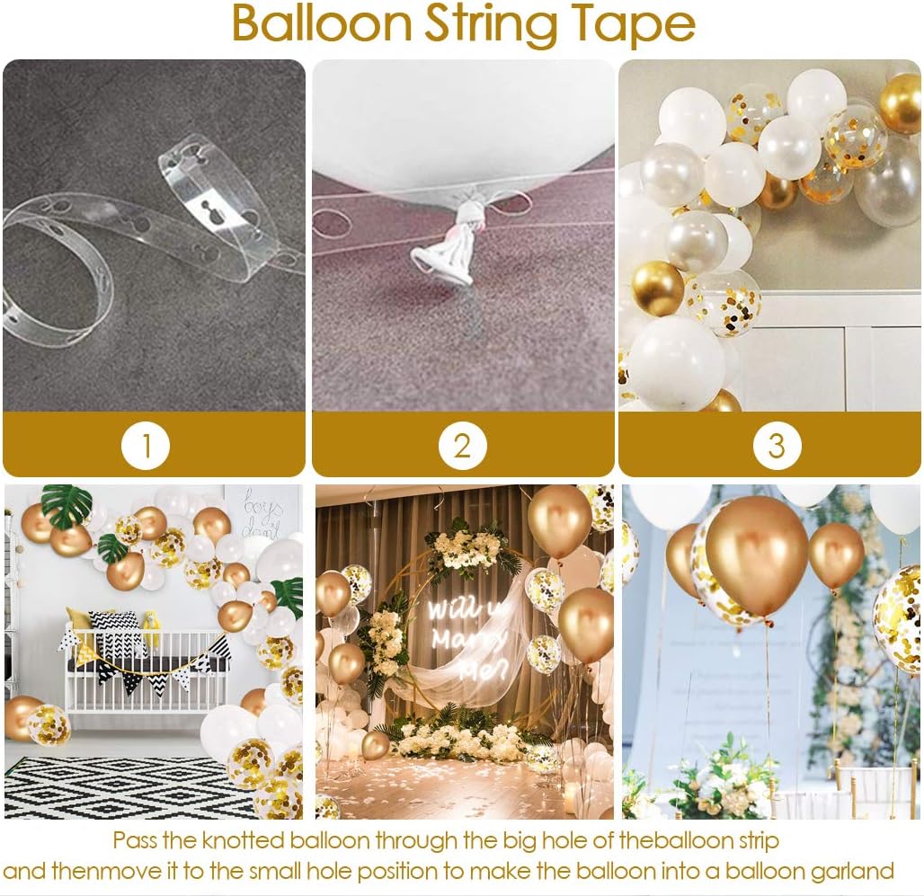 Balloon Arch Kit Garland,Aivatoba Balloons Gold White Confetti Balloons ...