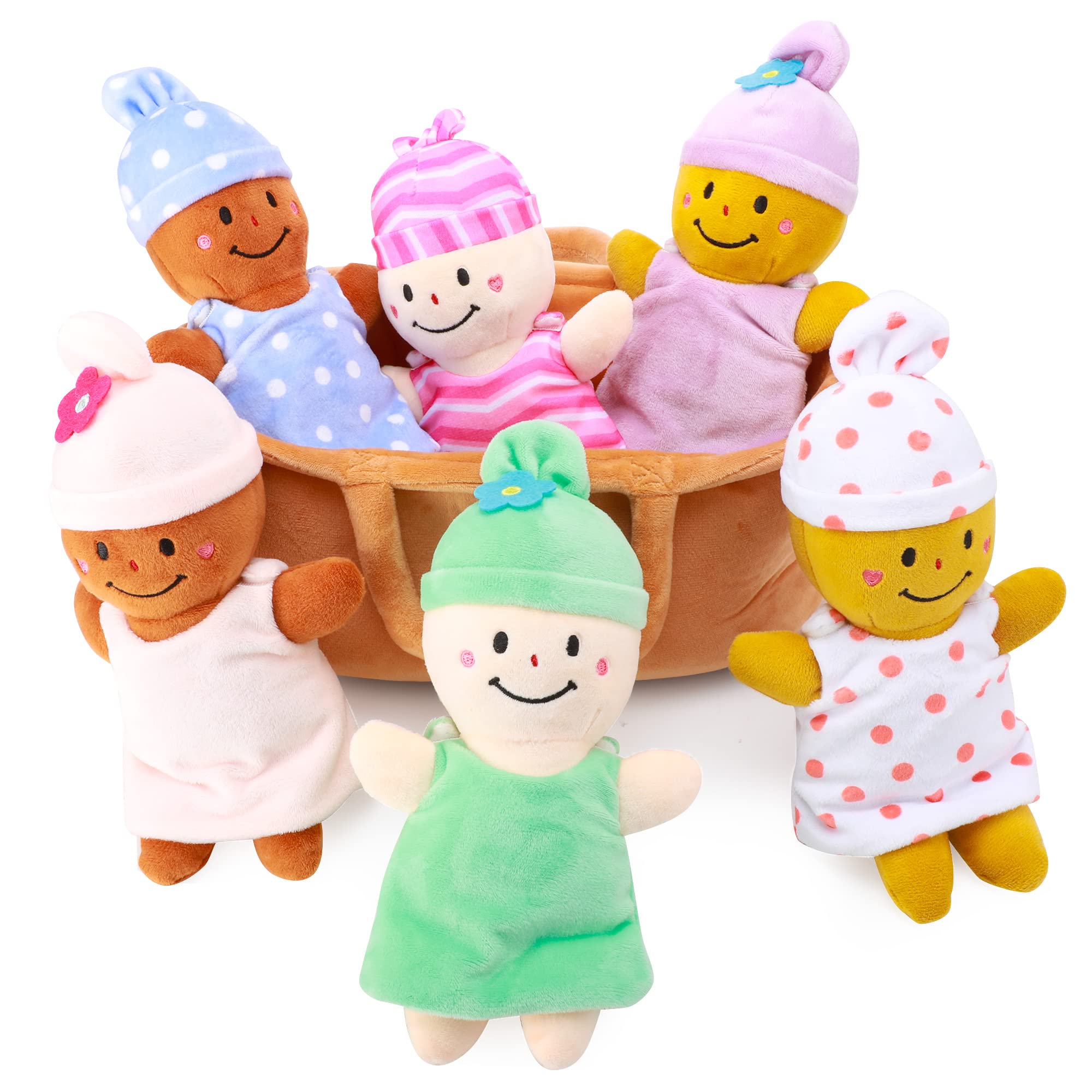 Mua Basket Plush Baby Dolls Soft Multicultural Sensory Babies Toy Set 6 ...