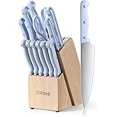 Amazon.com: CAROTE 14 Pieces Knife Set with Block, Forged, High Carbon ...