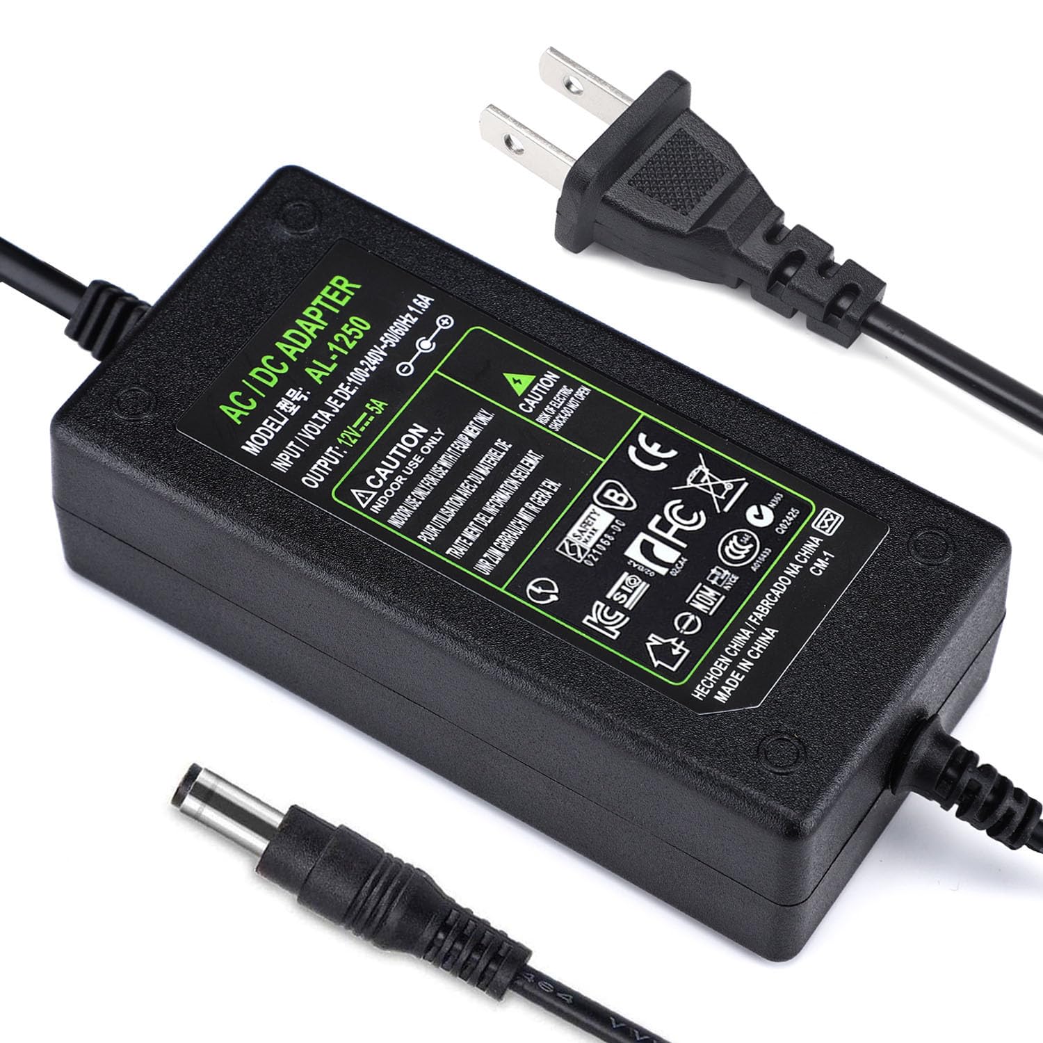Mua TOBWOLF DC 12V 5A Power Supply Adapter, US Plug, 4.6FT Power Cord, AC 100-240V to DC 12V 5A ...