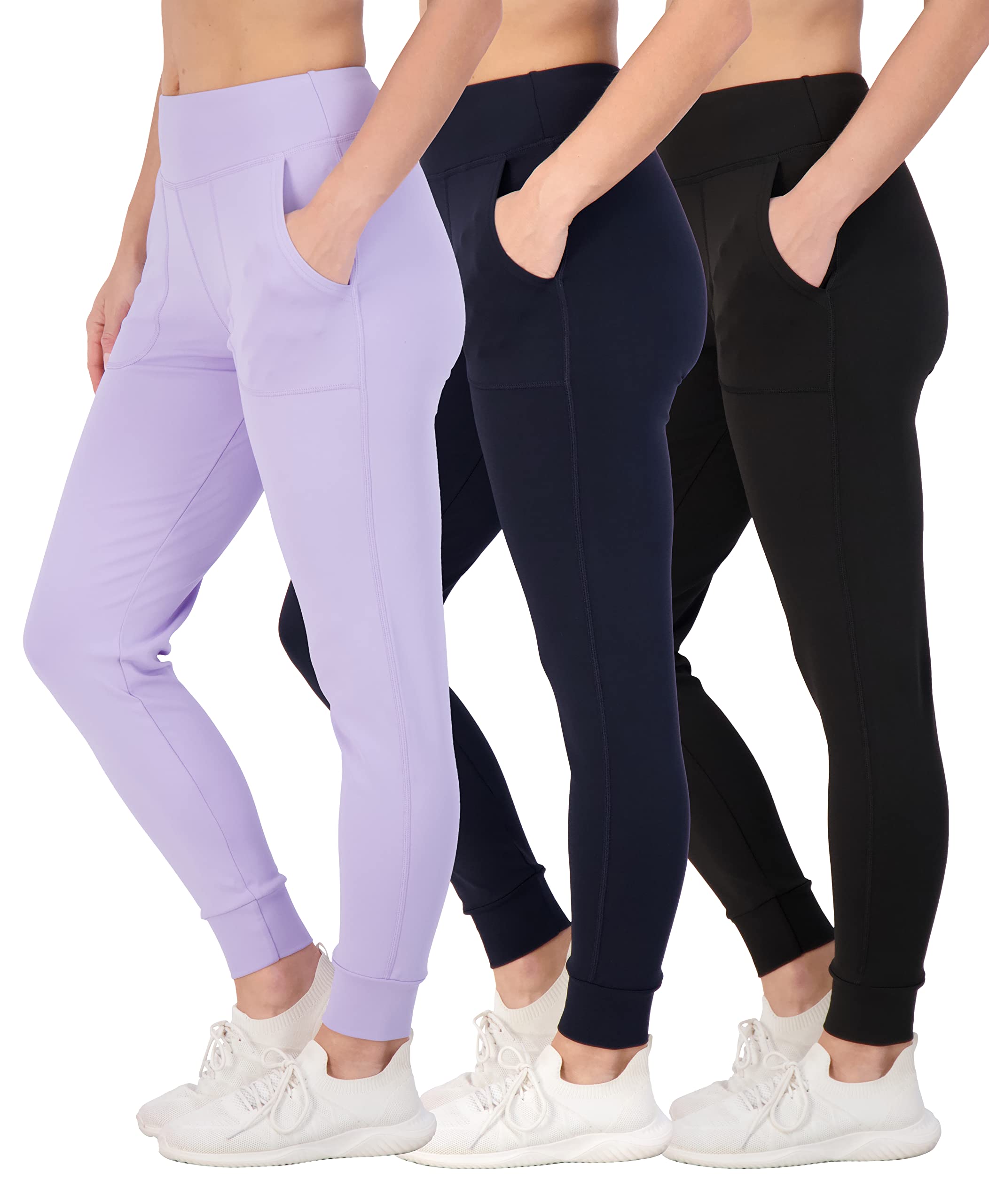 3 Pack: Womens Jogger Yoga Pants Women Cuff Workout Joggers Tummy ...