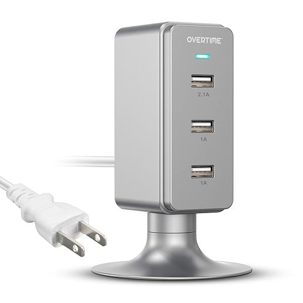 Multiple USB Charger, Overtime 3.1A 3-Port Desktop Charger Charging ...