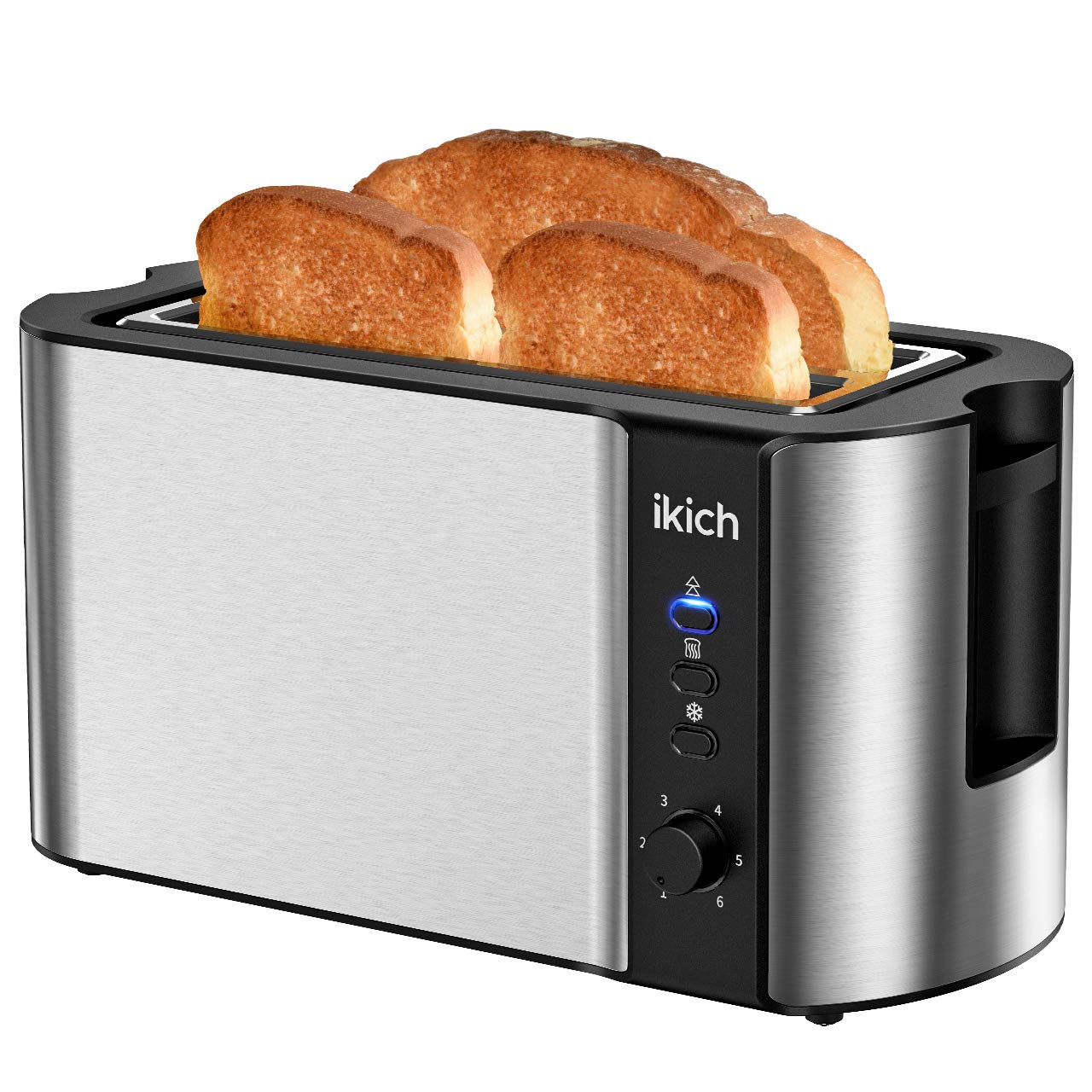 IKICH Toaster 4 Slice, Toaster 2 Long Slot Stainless Steel, Warming ...