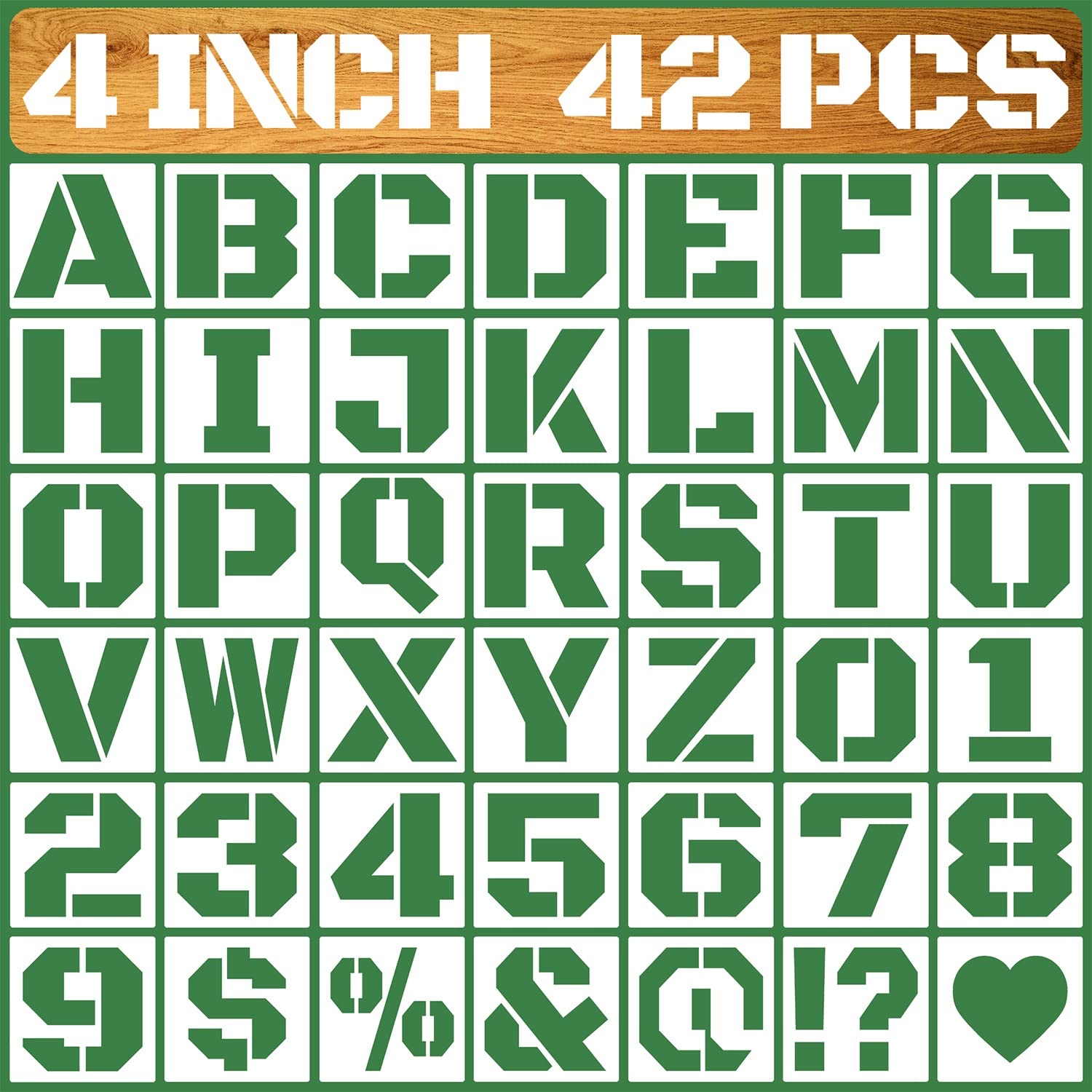 4 Inch Alphabet Letter Stencils, 42 Pcs Reusable Craft Stencils with ...