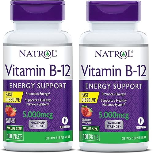 Natrol Vitamin B12 Fast Dissolve Tablets, Promotes Energy, Supports a ...
