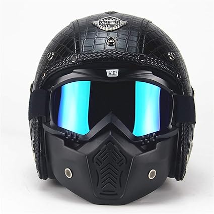Krokodil Textur - Rollerhelm Vintage Schwarz Motorrad Jethelme Männer ...