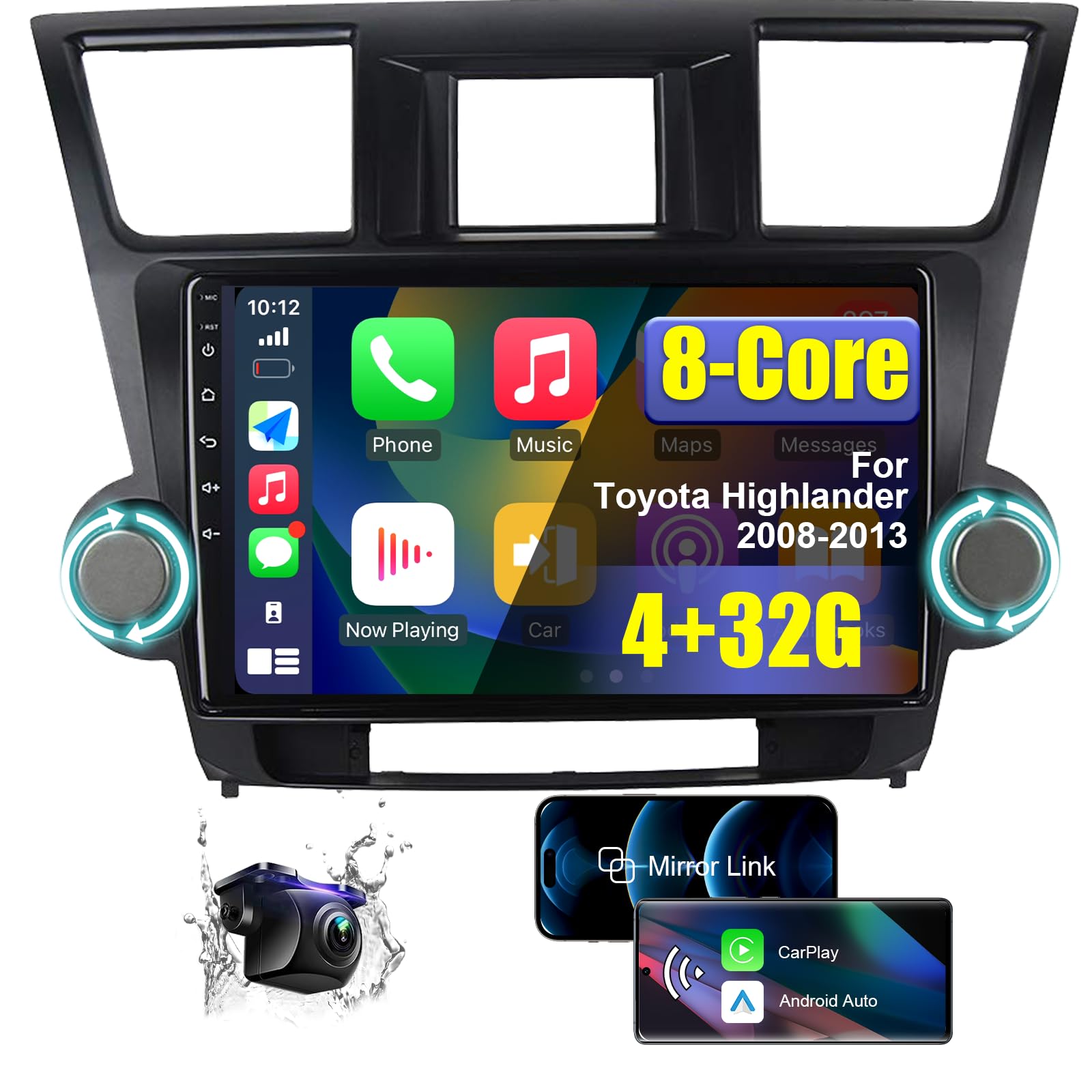 4+32G 8 Core Android Car Radio Stereo for Toyota Highlander 2008 2009 ...
