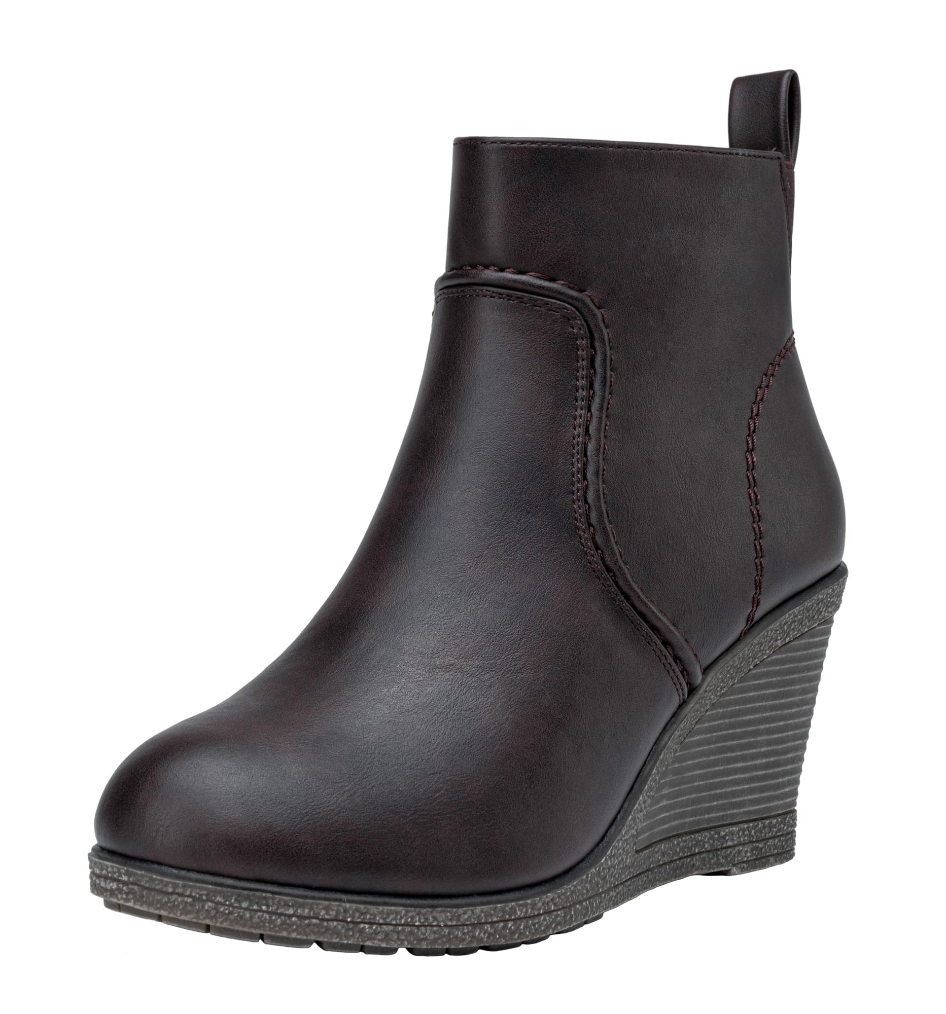 Vepose Women's Brown Wedge Boots, Comfortable Ankle Booties with Inside ...