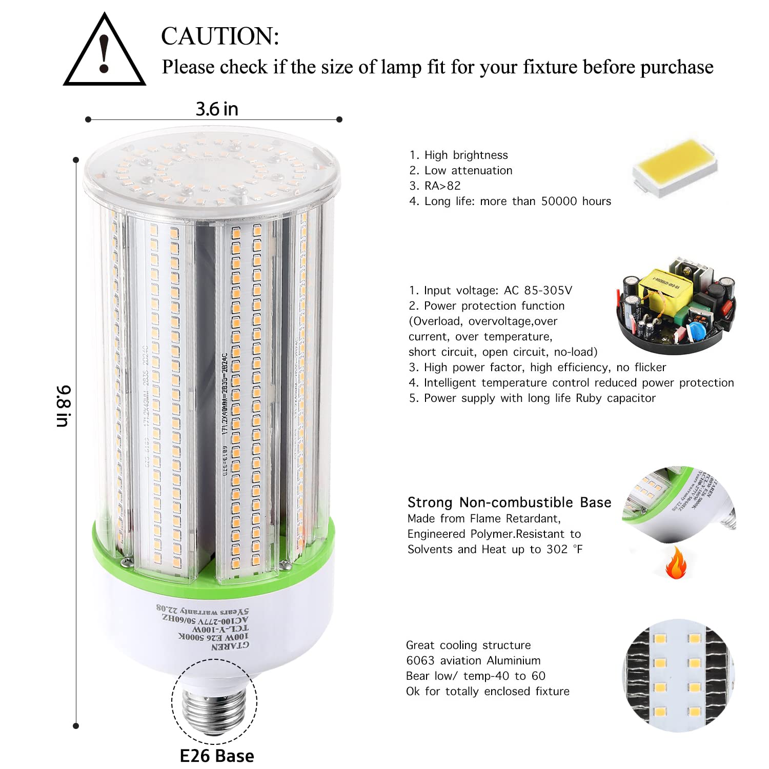 Mua 2-Pack 50w Corn LED Light Bulb,E26/E39 led Bulbs,120-277v 5000k,Led ...