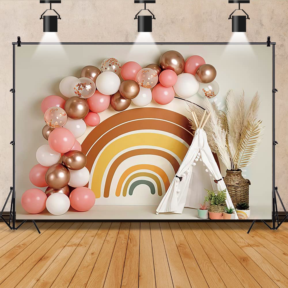 OFILA Boho Rainbow Birthday Backdrop 8x6ft Bohemian Baby Shower ...