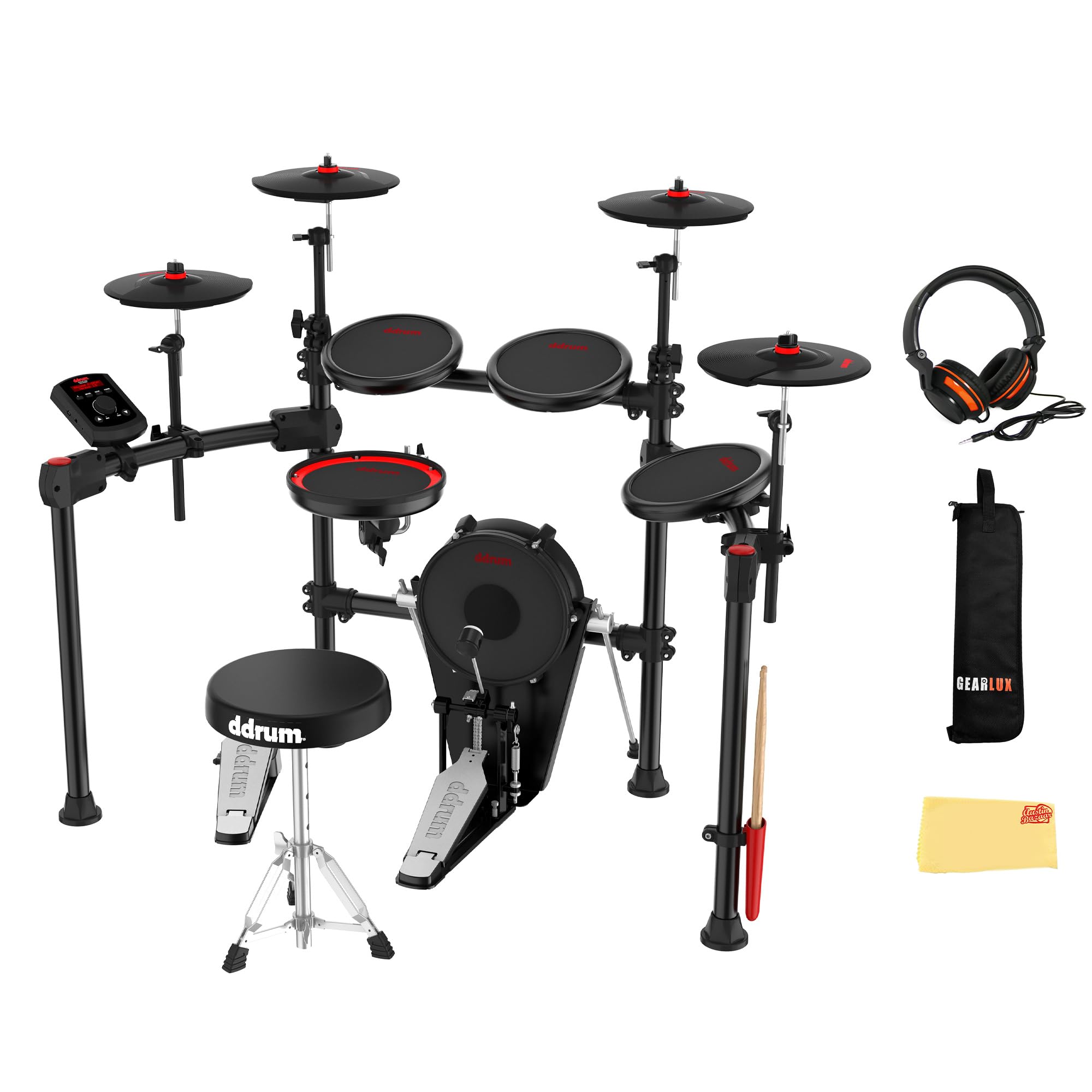 Ddrum E-Flex BT9 Bluetooth Electronic Drum Kit Bundle With Drum Throne, Headphones, Drumsticks ...