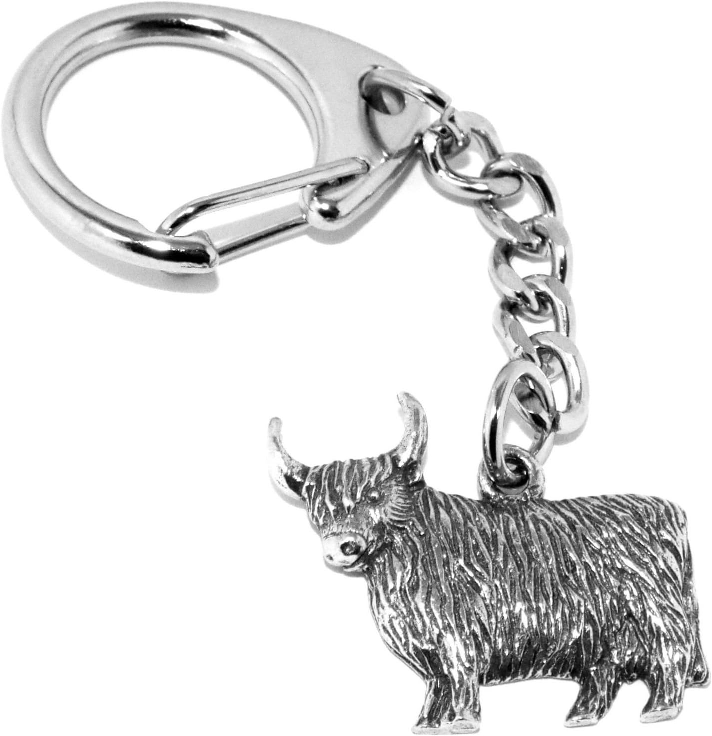 Scottish Highland Cow Pewter Keyring (Comes in Gift pouch, Made in The ...