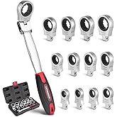 wanlvkang Flex Head Ratcheting Wrench Set, 8-19mm Flex Head Ratchet ...