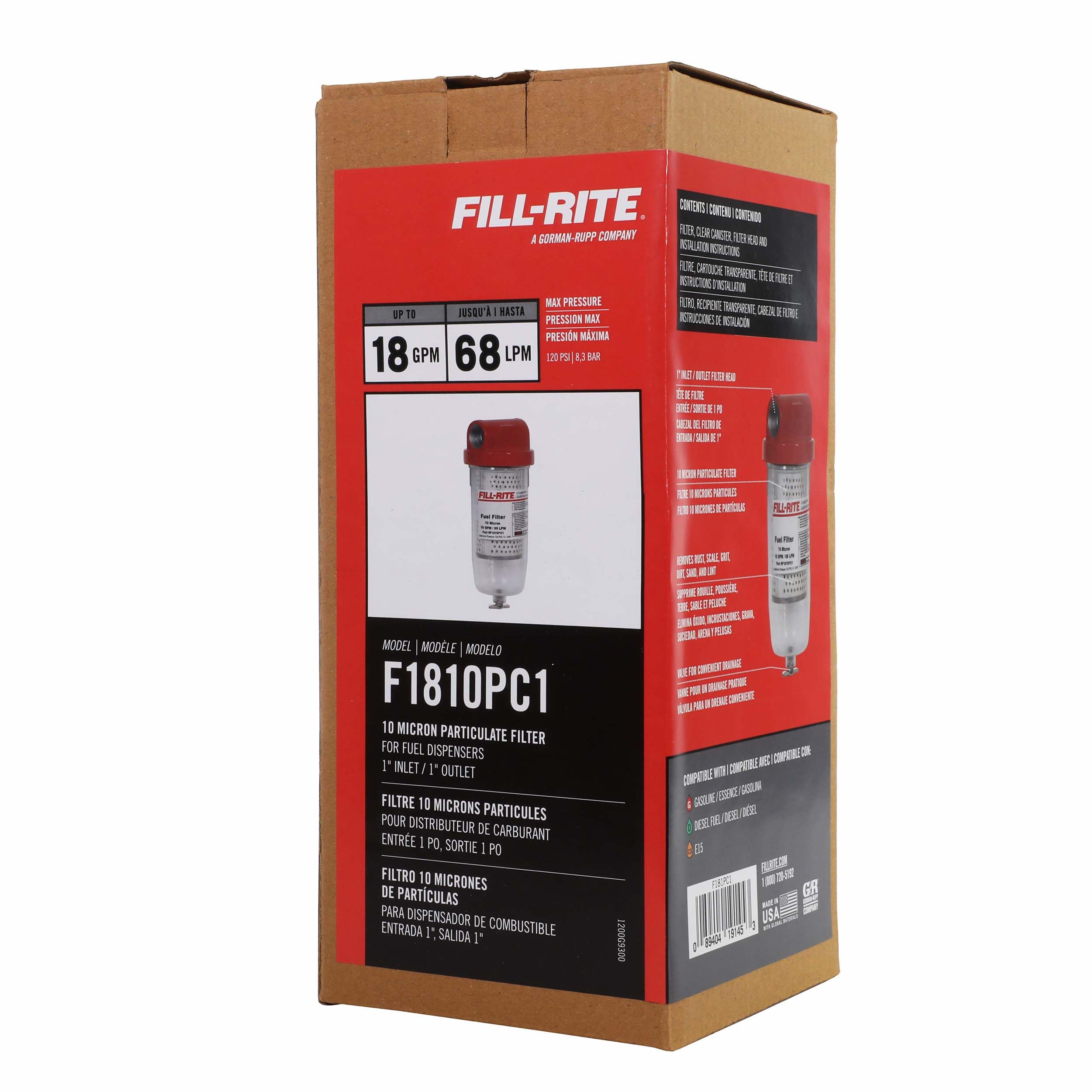 Fill-Rite F1810PC1 1" 18 GPM (68 LPM) 10 Micron Particulate Fuel Filter ...