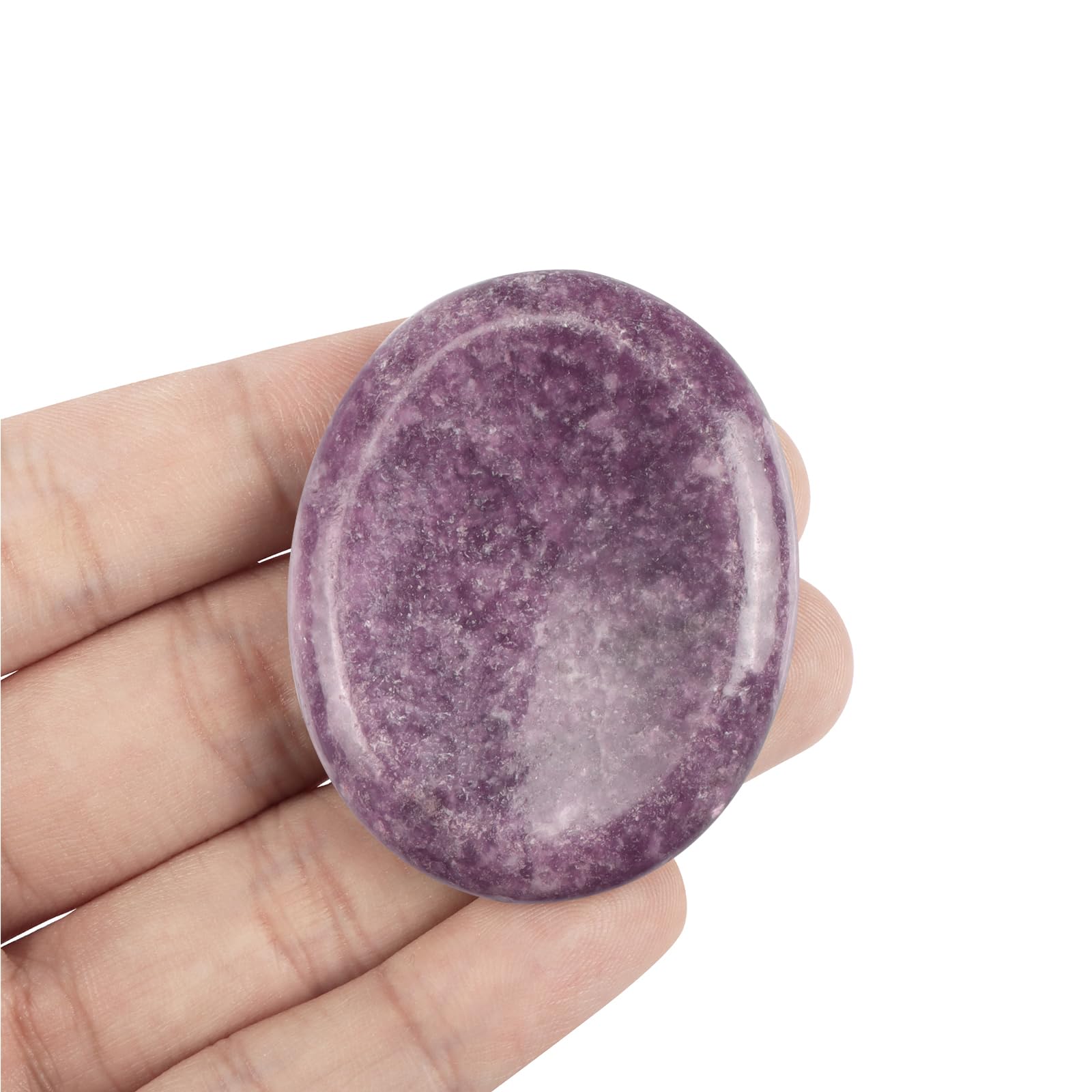 Artistone Purple Lepidolite Thumb Worry Stone Hand Carved Chakra Healing Crystal Pocket Palm ...