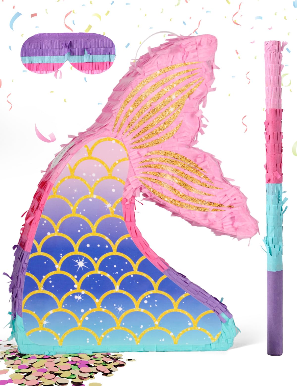 Mermaid Pinatas for Girl, Under the Sea Piñata de Sirena with Wood ...