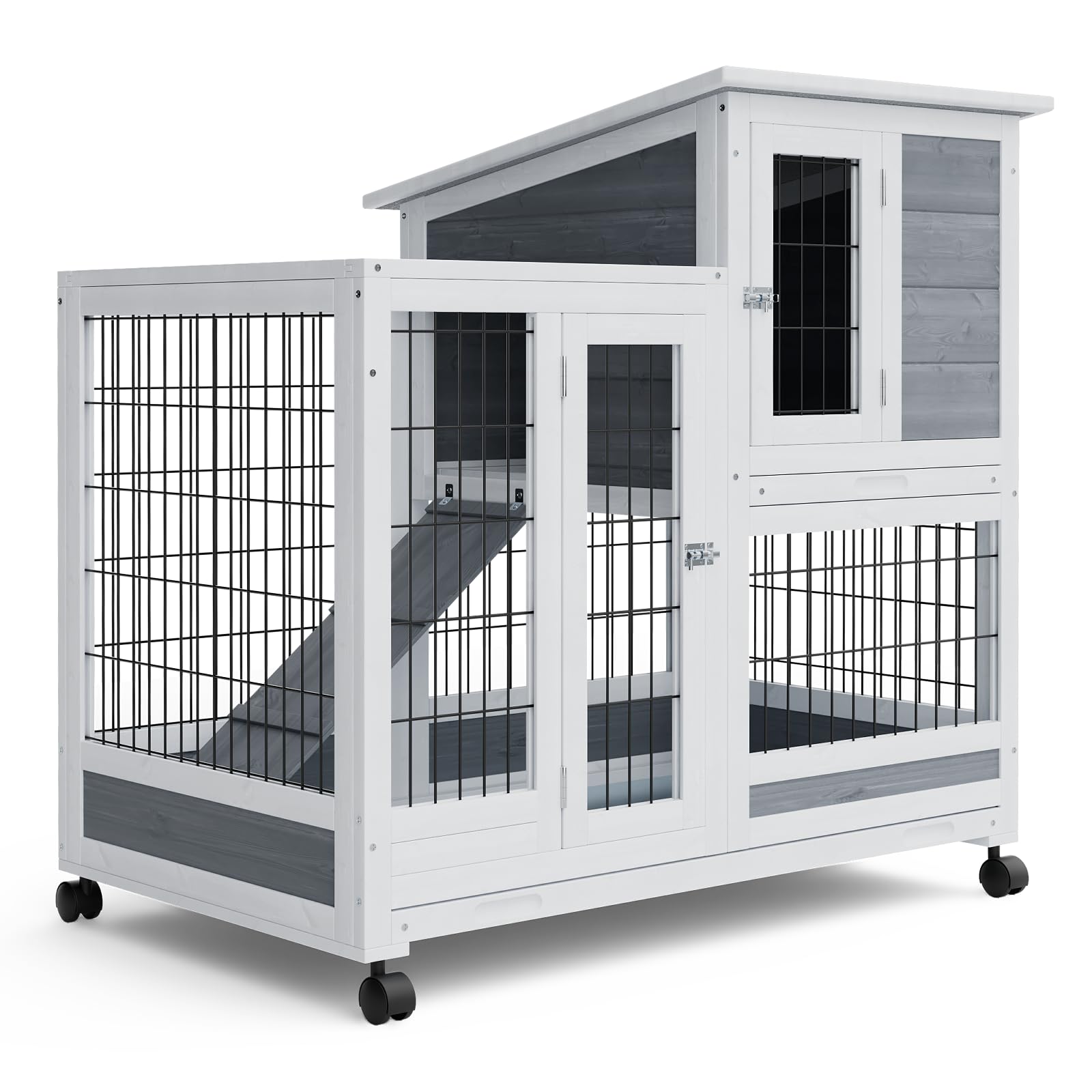 MoNiBloom 2 Story Rabbit Hutch Chicken Coop Hen House Poultry Cage for ...