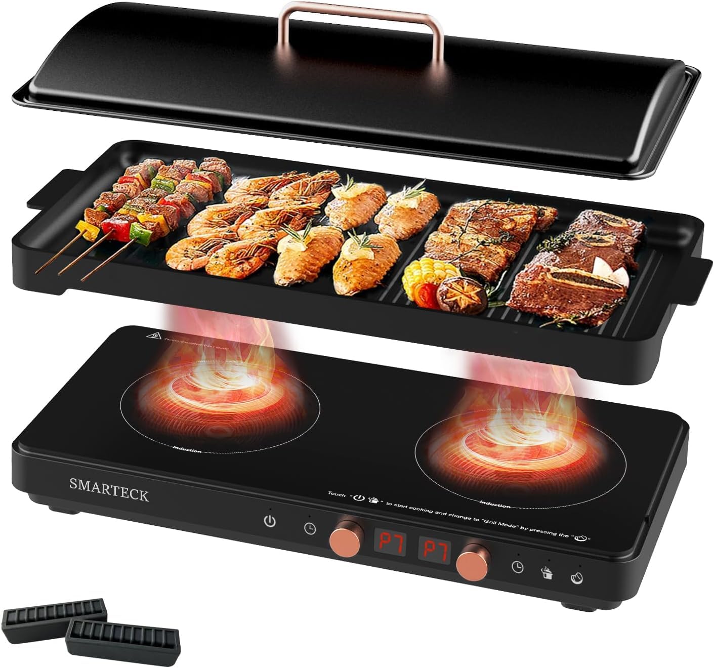 2-in-1 Electric Griddle & Induction Cooktop and 1800W Induction Burner ...