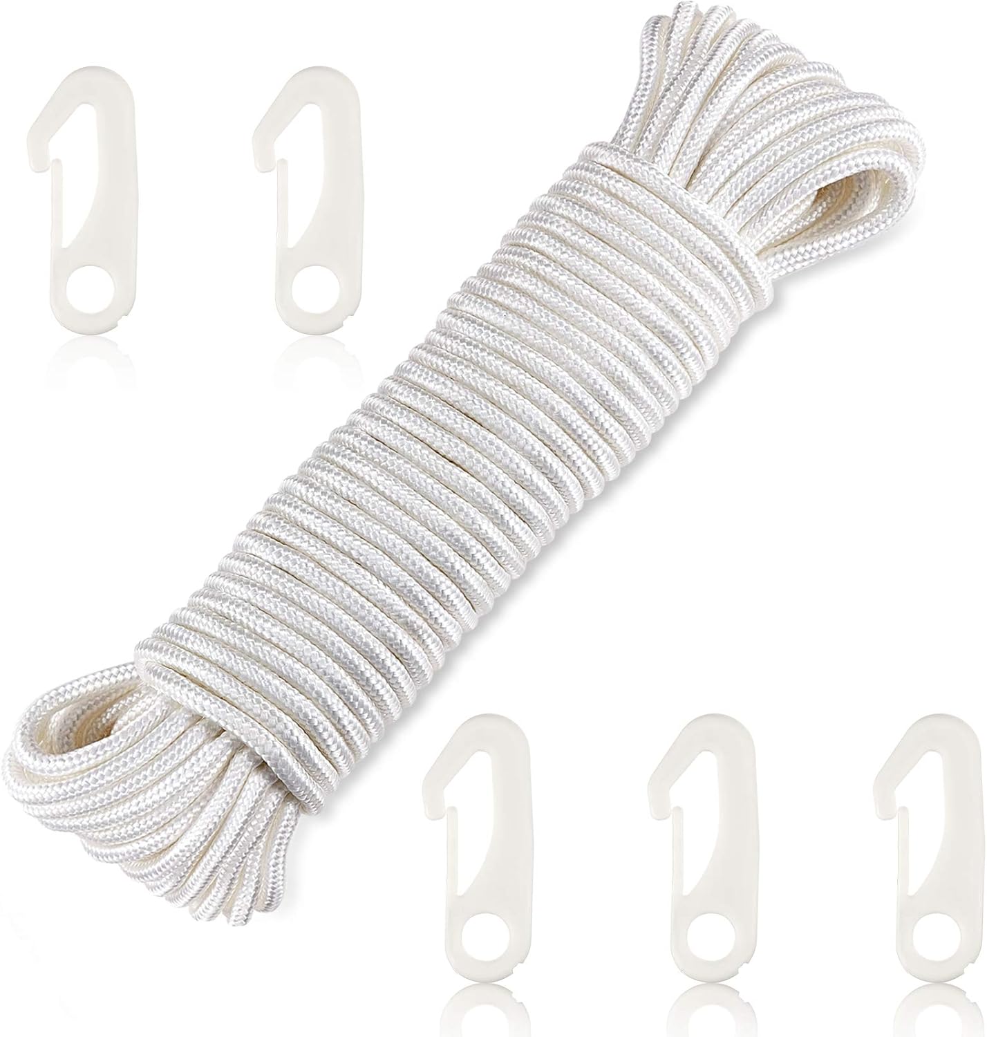 WILLBOND 80 Ft Flagpole Rope and 12 Pieces Flag Pole Clip Flagpole Snap ...