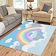 Amazon.com: Pinbeam Area Rug Blue Beautiful Pastel Rainbow in The Cloud ...