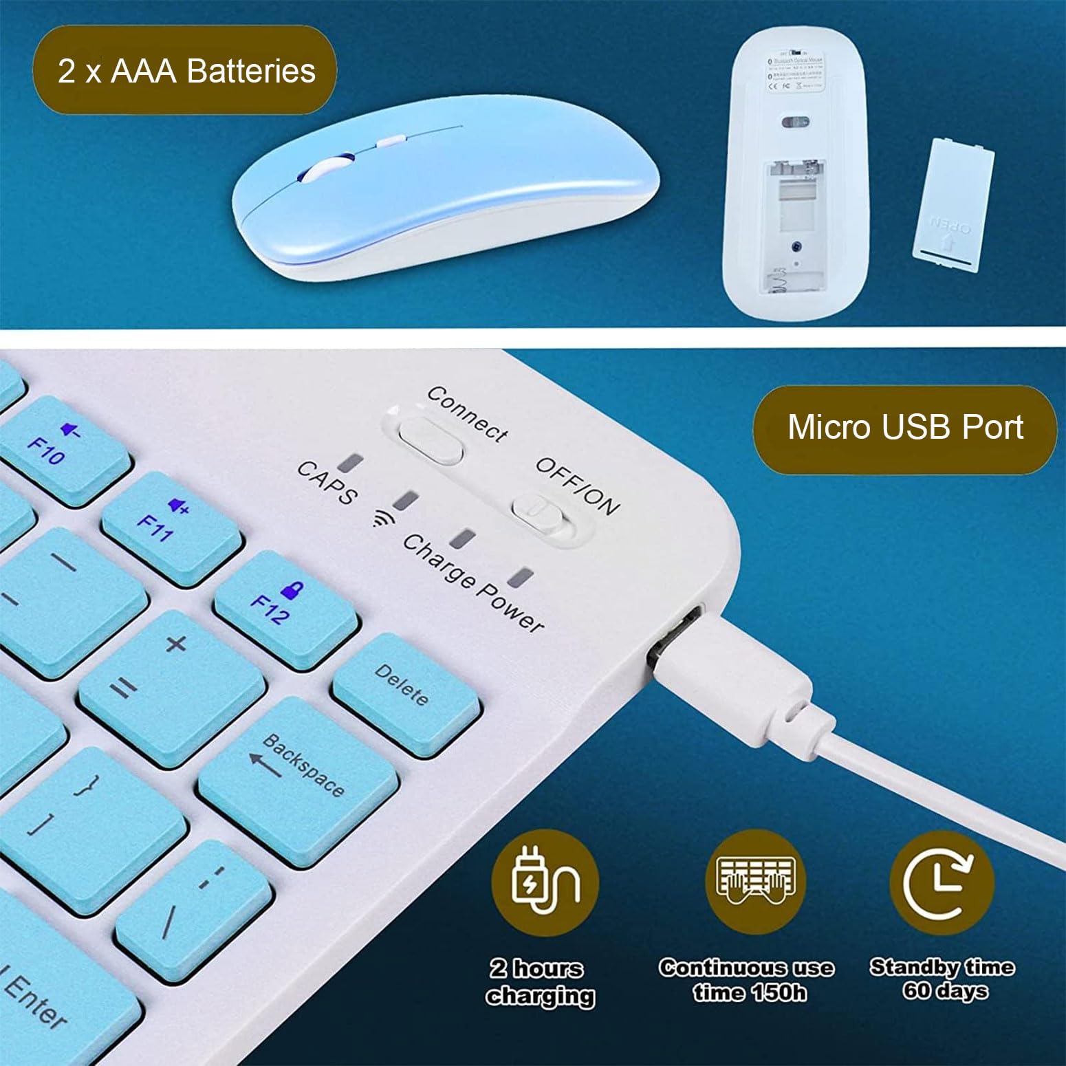 Mua Wireless Keyboard and Mouse Bluetooth Rechargeable Wireless Mouse ...