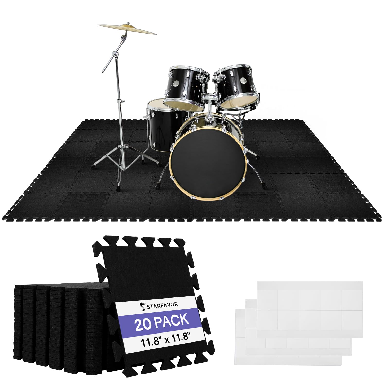 Starfavor Sound Absorbing Interlocking Floor Mats 20 Pcs, 11.8" x 11.8 ...