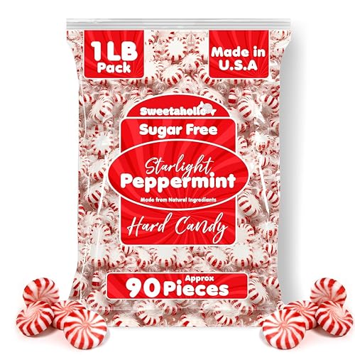 Sweetaholic Sugar Free Starlight Peppermint Candy | 1 Pound (90 Pcs ...