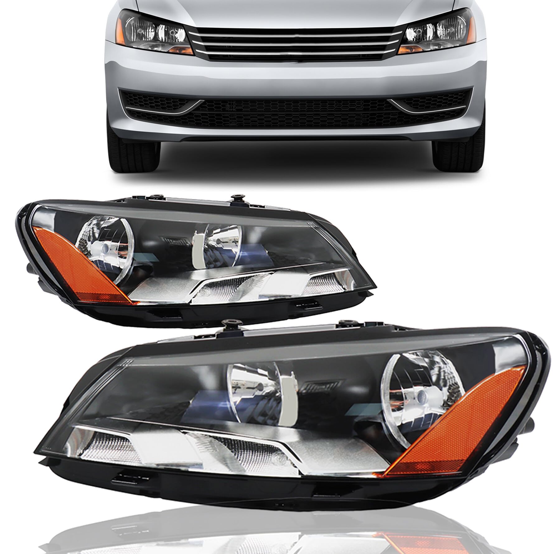munirater 1 Pair Headlights for 2012 2013 2014 2015 Passat Headlamp ...