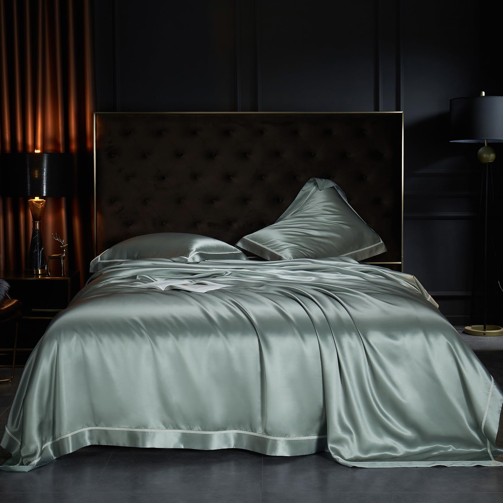 YOUR MOON 25 Momme Mulberry Silk Duvet Cover King Size, 3 PCS Set Top ...