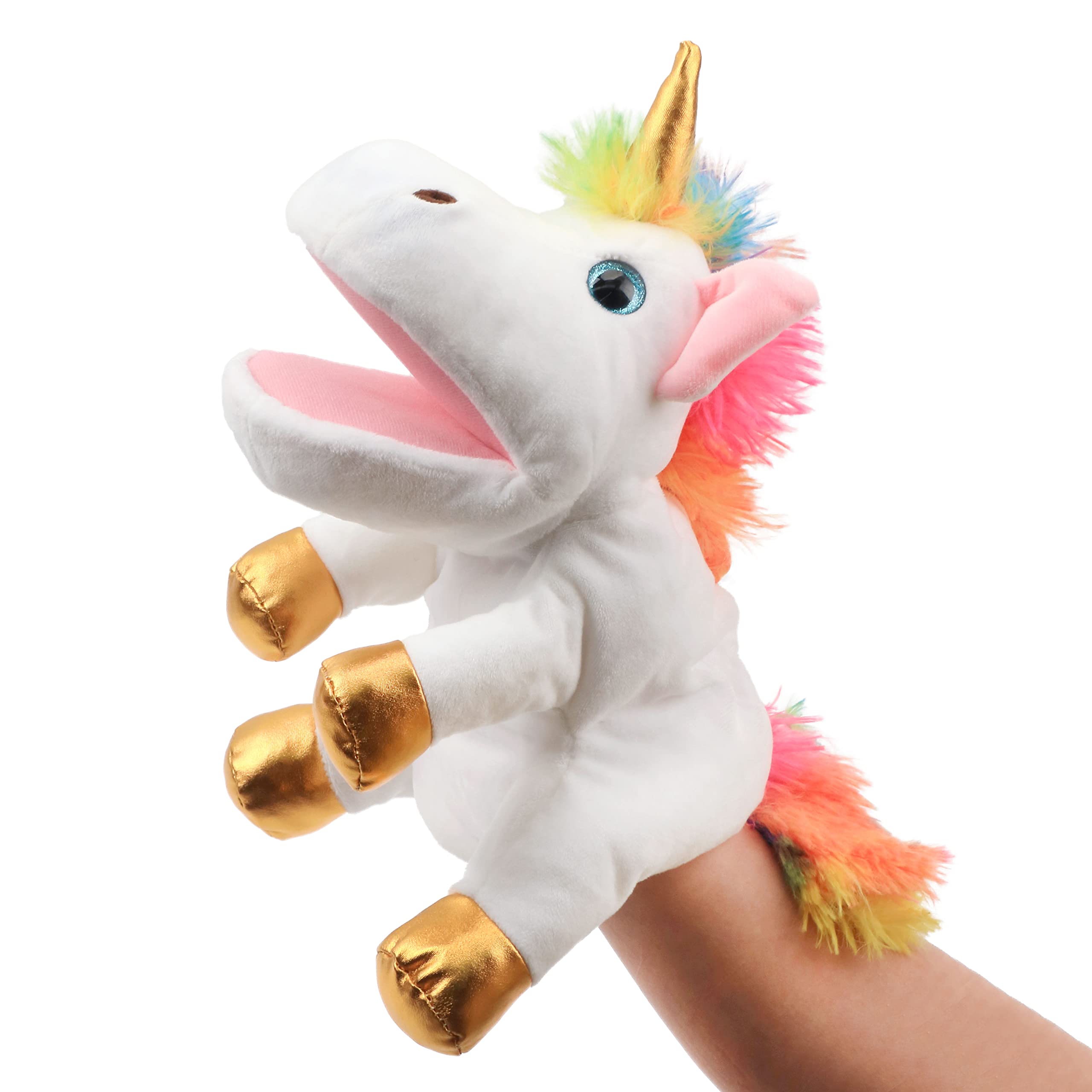 Hopearl Plush Unicorn Hand Puppet with Open Movable Mouth for ...