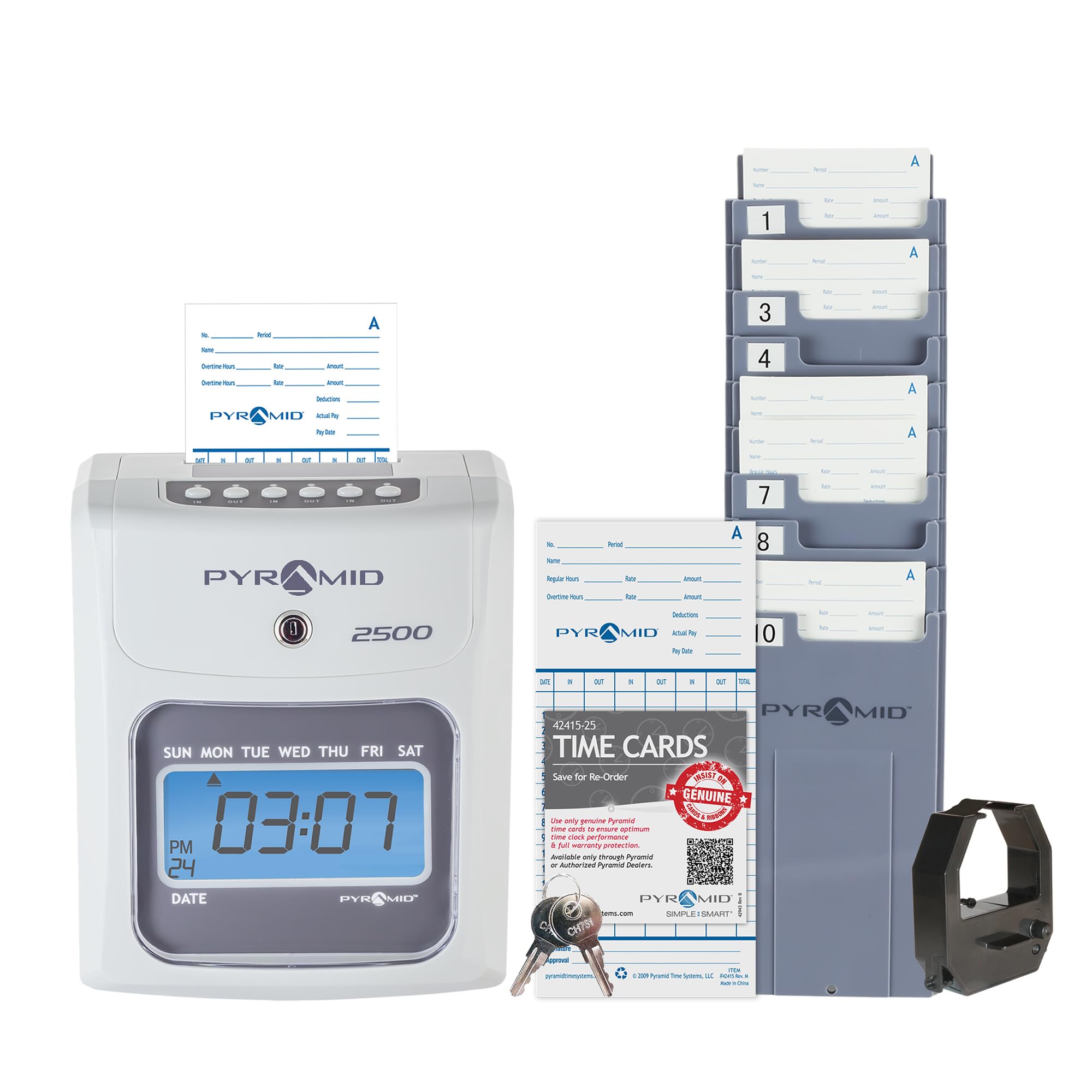 Pyramid Time Systems Small Business 2500 Time Clock Bundle, Unlimited ...