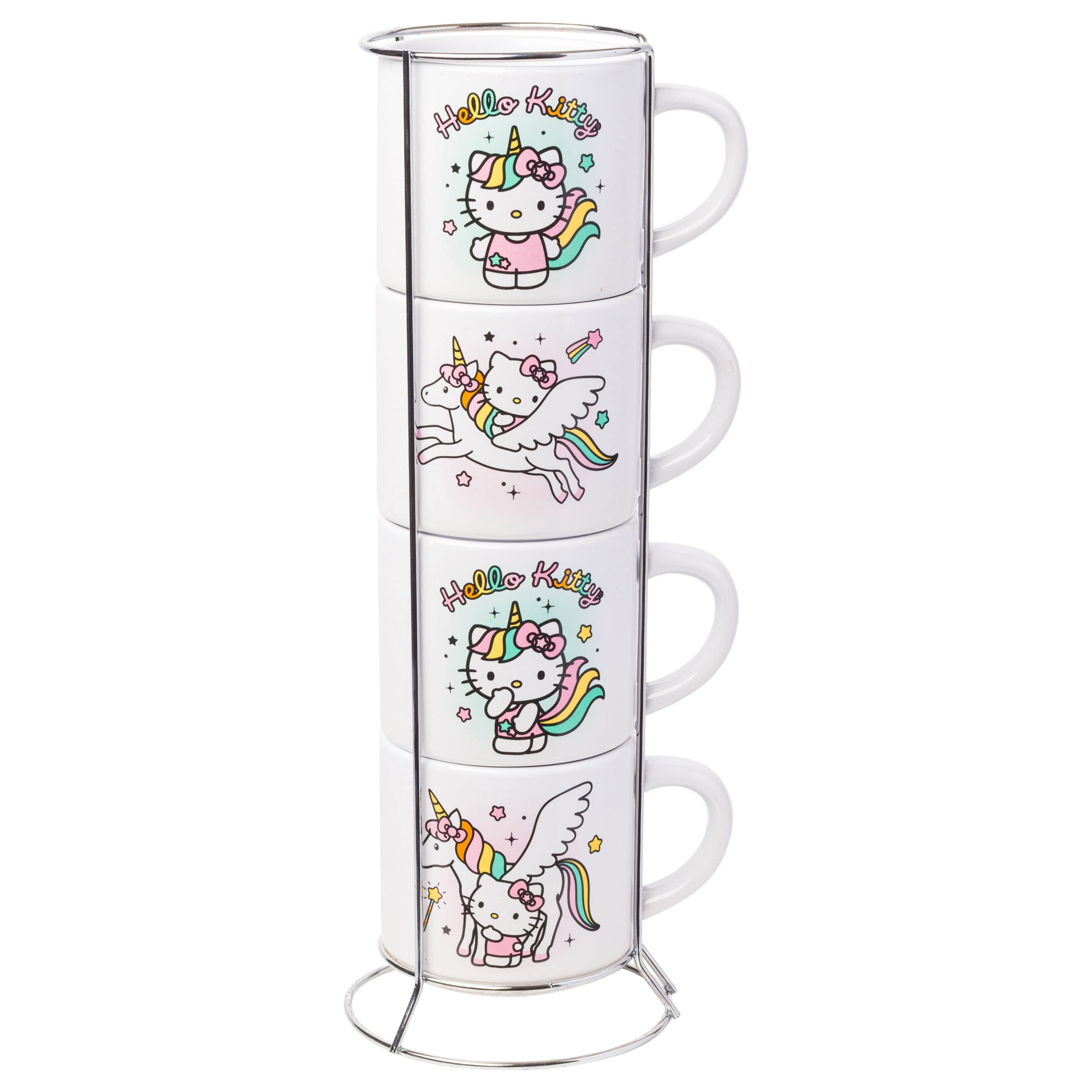 Silver Buffalo Sanrio Hello Kitty Unicorn Fantasy Stars 4 Pack Ceramic ...