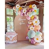 Amazon.com: LFVIK Daisy Balloons Garland Arch Kit,Macaron Pastel Balloons Garland,White&Macaron ...