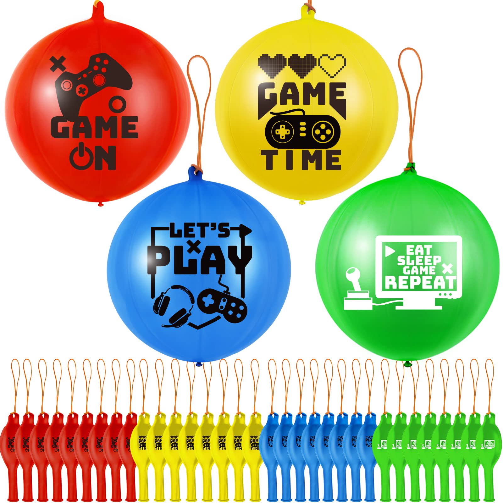 32 Pcs Video Game Punch Balloons Pixelated Punch Ball Pixel Video Game ...