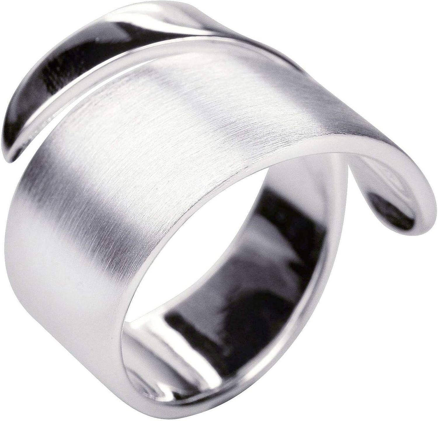 SILBERMOOS Damen Ring offen diagonal Bandring spitz matt glänzend ...