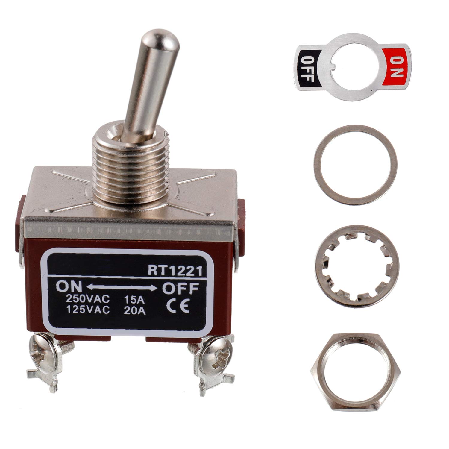 BOJACK RT1221 Toggle Switch 125V 20A 250V 15A DPDT ON – OFF 4 terminal ...